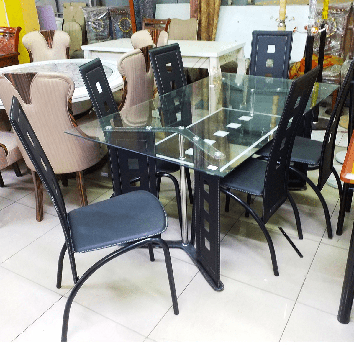 Dining Tables on Sale in Kenya; Black 4-Seater Glass Tempered Dining ...