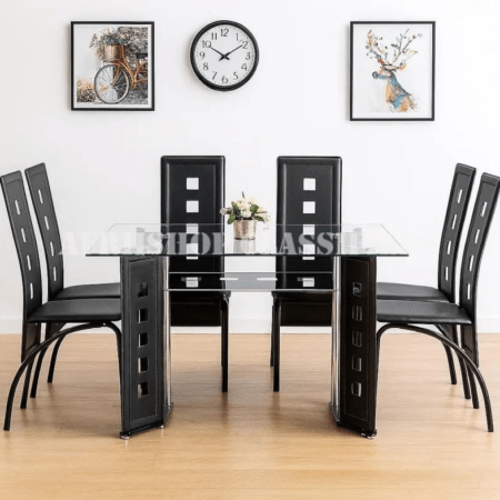 Dining Tables on Sale in Kenya; Black 4-Seater Glass Tempered Dining ...