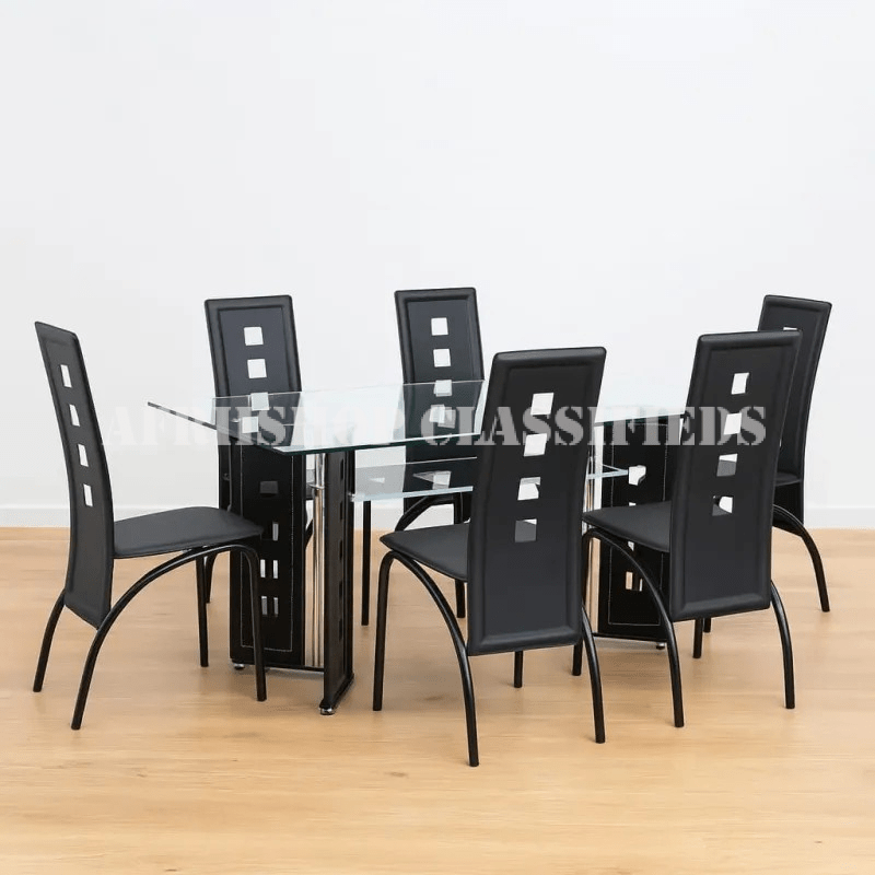 Dining Tables on Sale in Kenya; Black 4-Seater Glass Tempered Dining ...