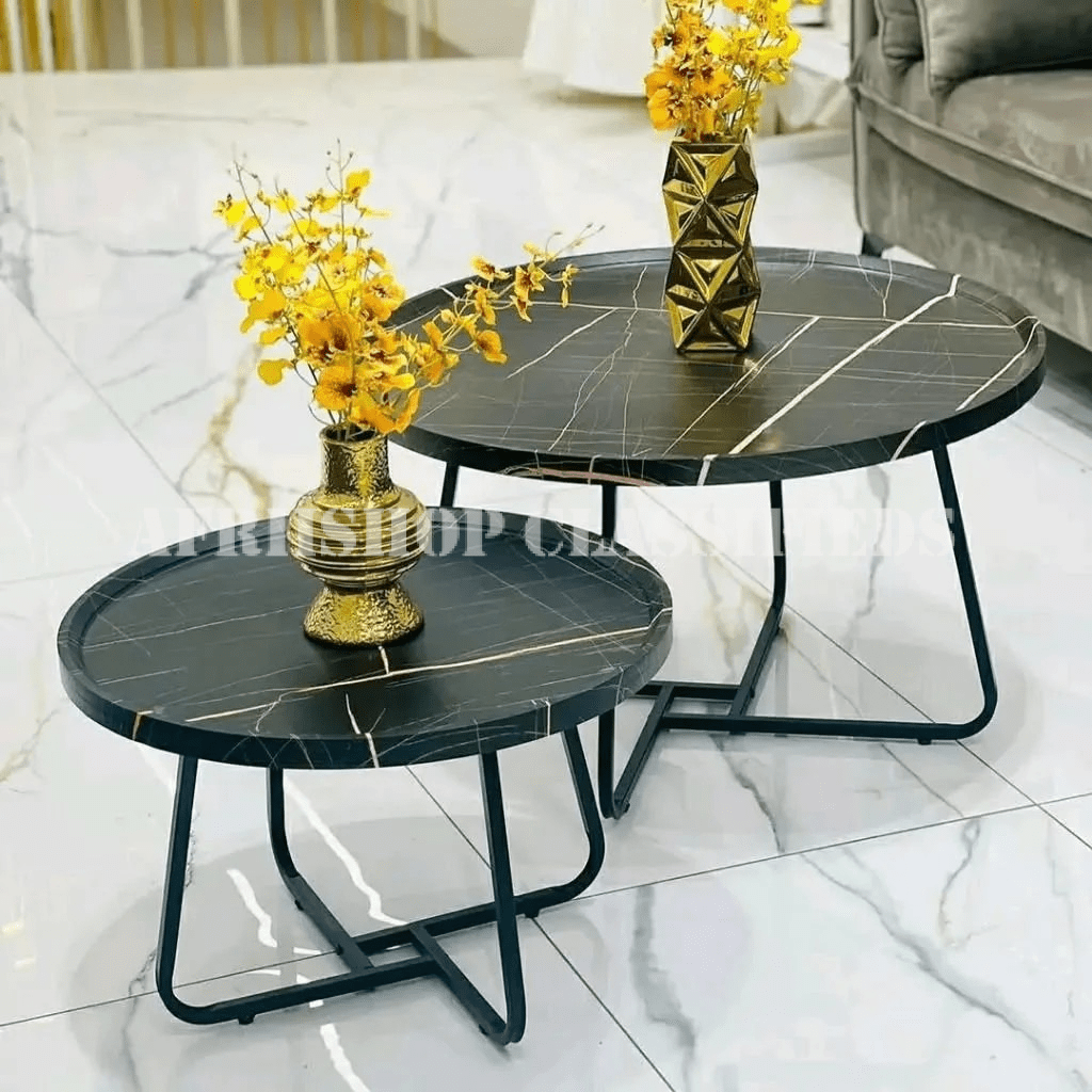 Coffee Tables on Sale in Kenya; Black Marble Top Nesting Over Coffee ...