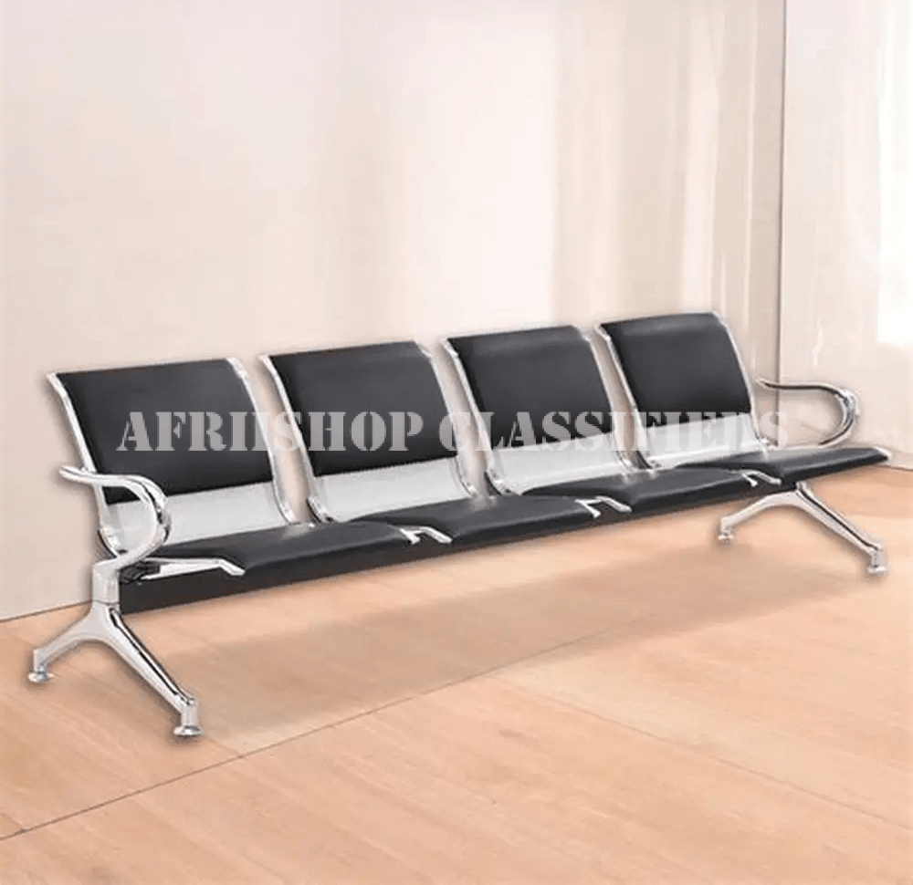 Office Bench; Padded Metal Frame 4 Seater Reception Office Bench ...