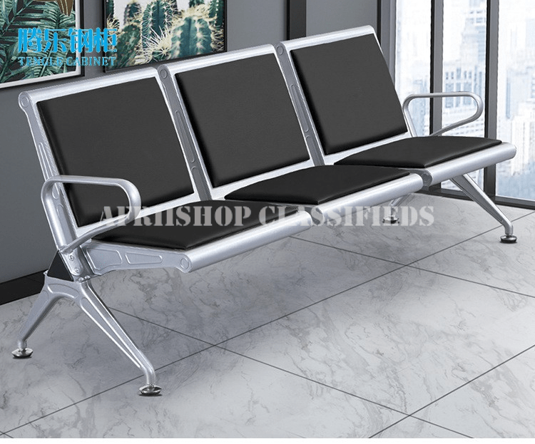 Office Bench; Metal Frame Heavy Duty 3 Person Padded Waiting Office ...
