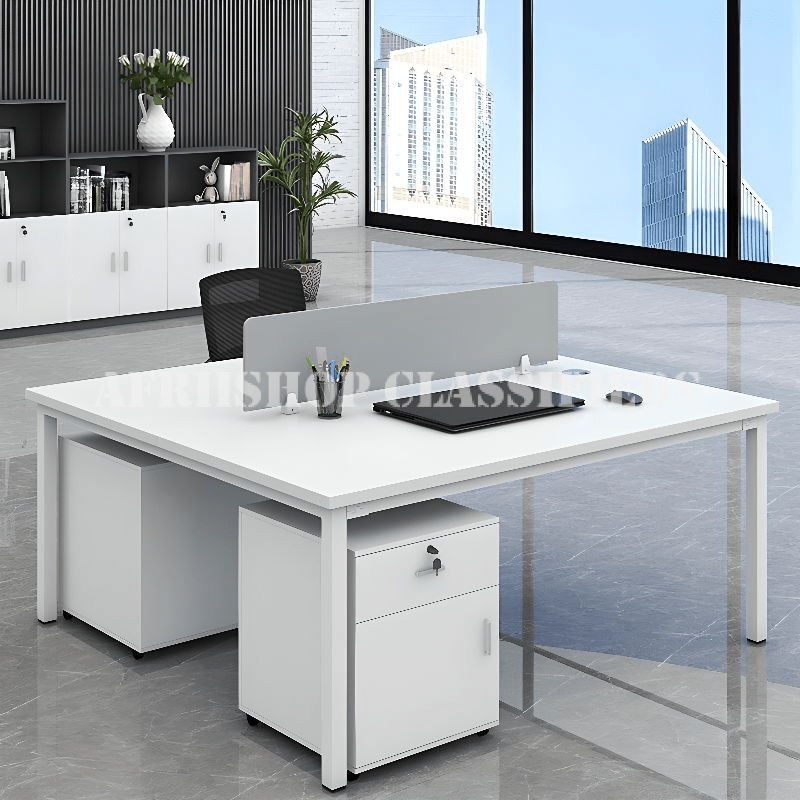 Office Workstation; Durable Metal Frame MDF 2 Person Office Workstation ...